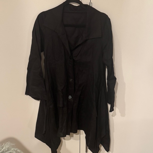 Heydari | Dresses | Black Asymmetrical Buttonup Jacket Heydari Small ...